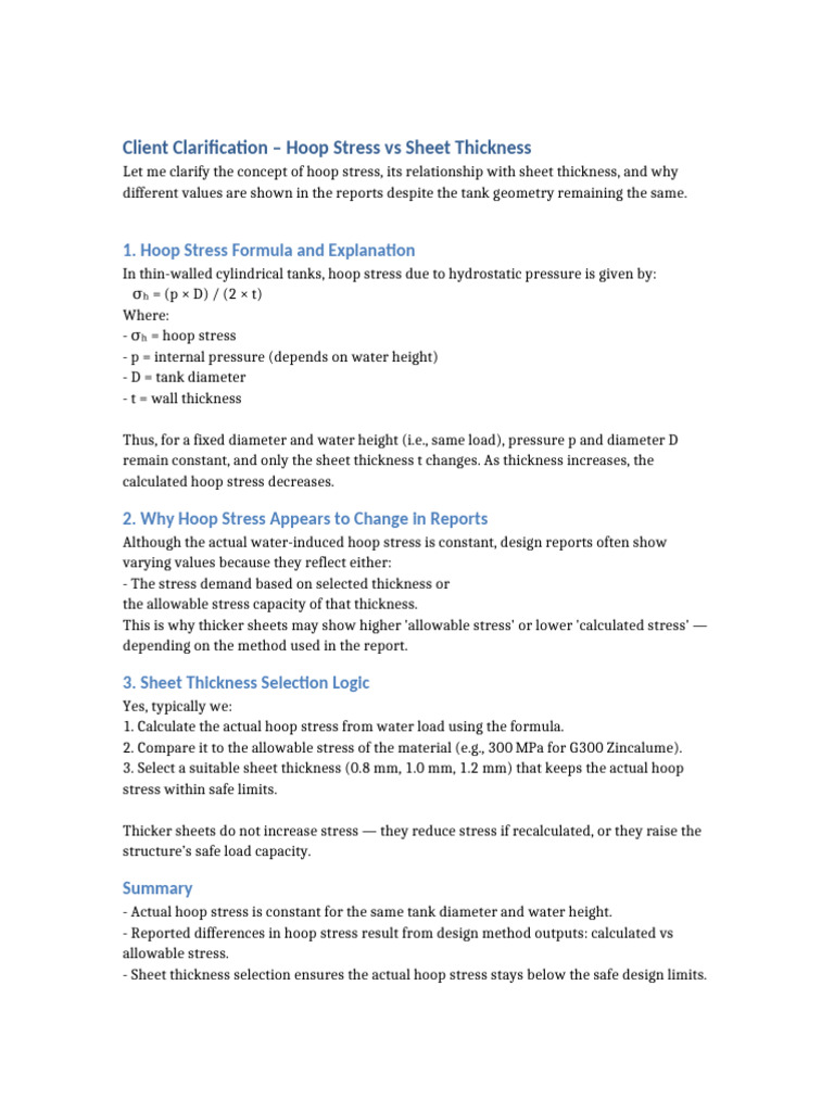 Hoop Stress Clarification | PDF