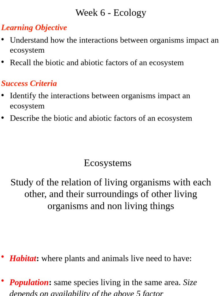 Ecosystem Interactions and Factors | PDF