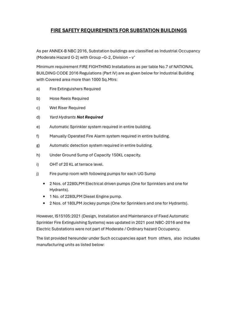 Substation Fire Protection Standards | PDF | Fire Sprinkler System | Fires