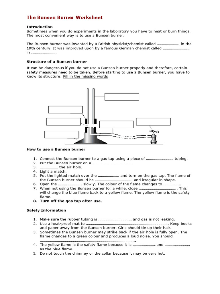 04TheBunsenBurnerWorksheet 04TheBunsenBurnerWorksheet | PDF