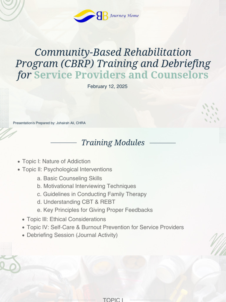 CBRP Training for Addiction Counselors | PDF | Occupational Burnout ...