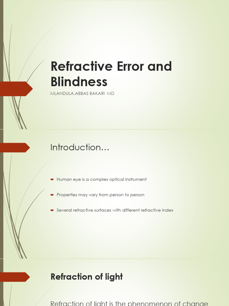Refractive Error and Blindness | PDF | Myopia | Cornea