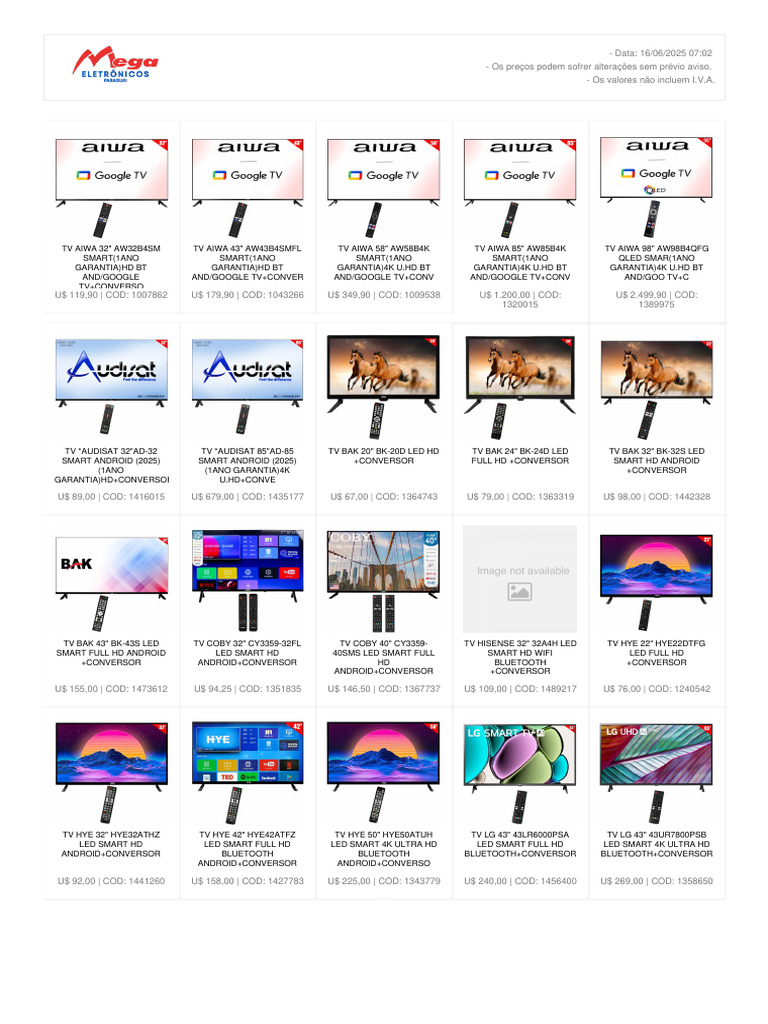 Lista de Televisores AIWA y Marcas | PDF | Information And ...