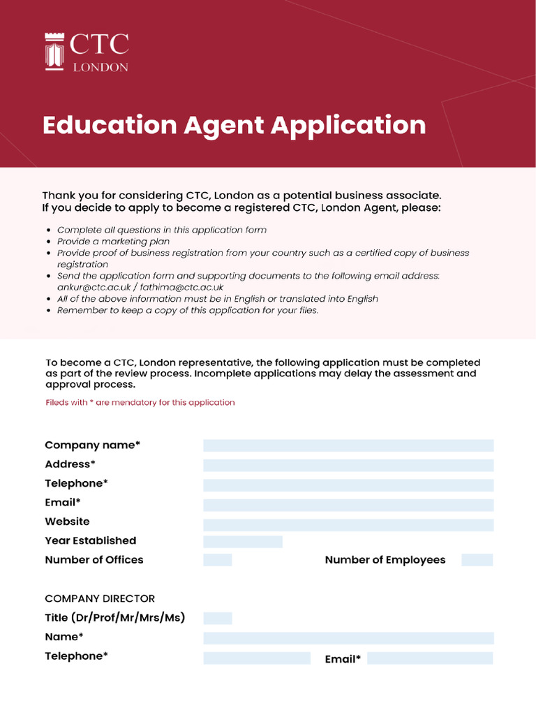 CTC Agent Application Form | PDF