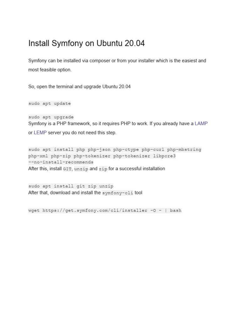 Install Symfony On Ubuntu 20 | PDF