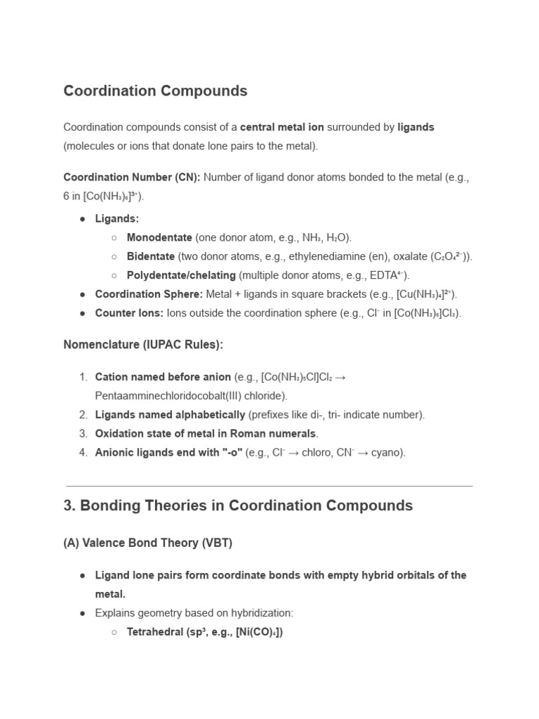 Coordination Compounds Overview | PDF | Ligand | Coordination Complex