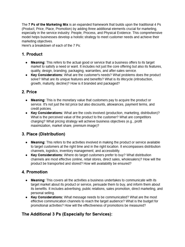 The Seven Ps of The Marketing Mix. | PDF | Marketing | Financial Economics
