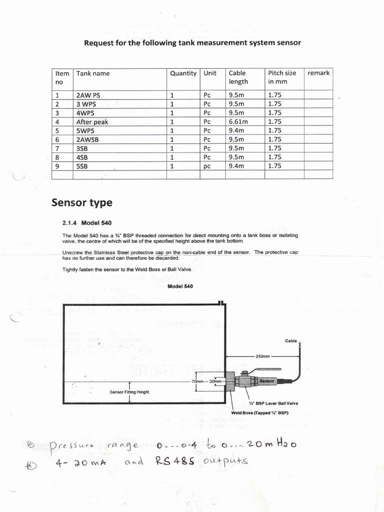 BWT Level Sensor | PDF