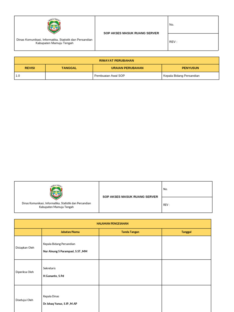 Sop Akses Masuk Ruang Server | PDF