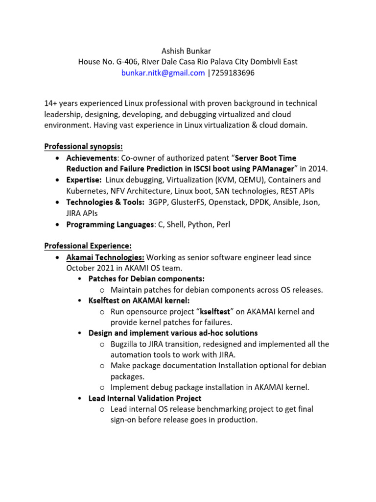 Ashish Bunkar Resume March 2025 | PDF | System Software | Computer Architecture