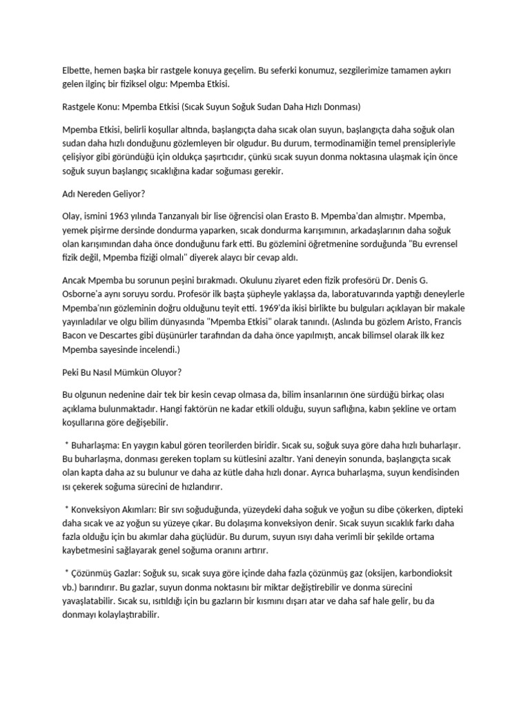 Mpemba Etkisi | PDF