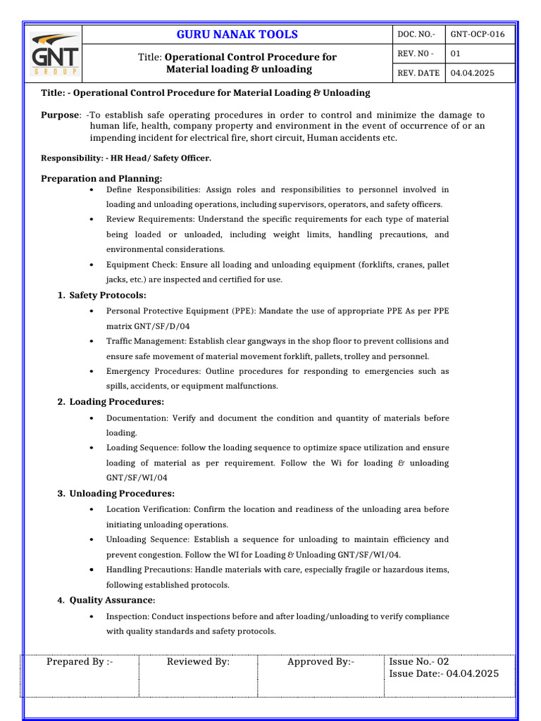 Material Loading & Unloading | PDF | Safety