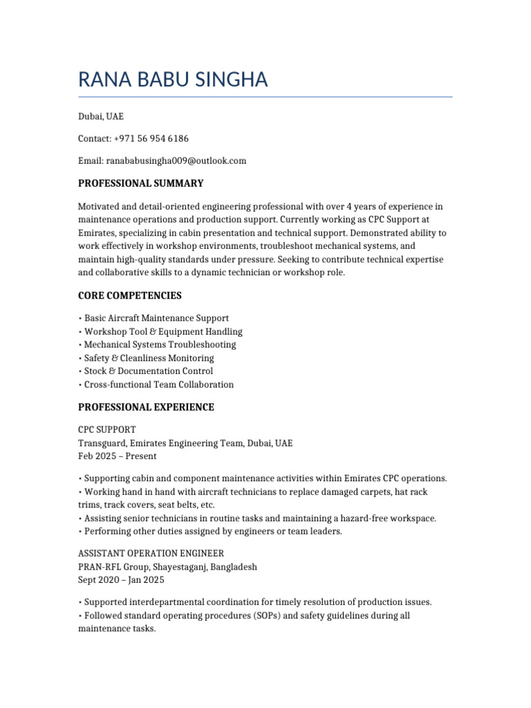 Rana Babu Singha CV Updated | PDF