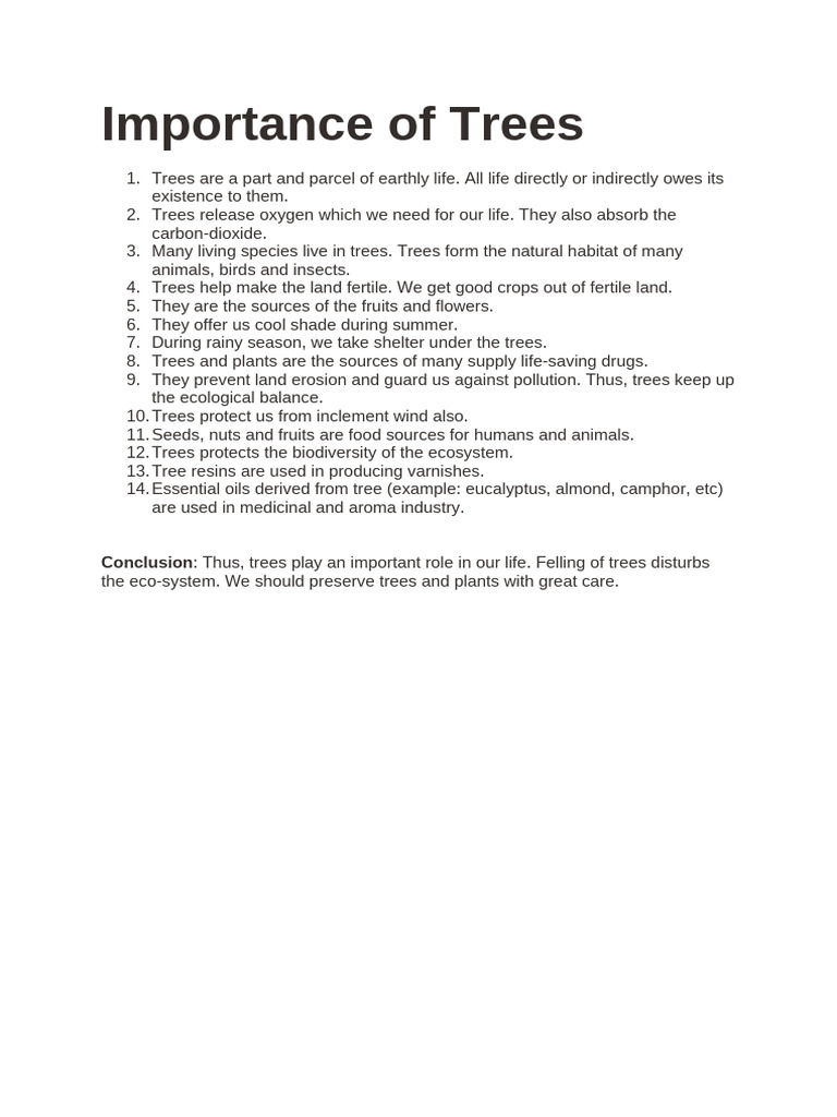 Importance of Trees | PDF