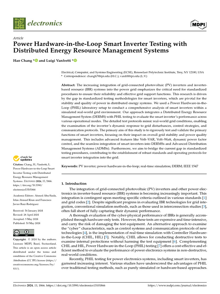 Smart Inverter Testing via PHIL Methods | PDF | Power Supply | Power ...