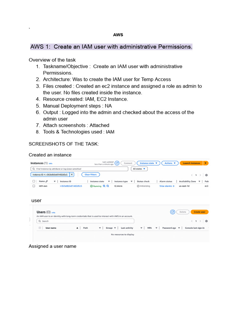 AWS 1: Create An IAM User With Administrative Permissions | PDF | Computer Architecture ...