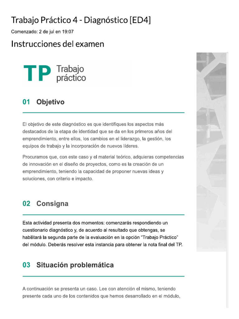 TP4 - Diagnóstico - Desarrollo Emprendedor - 100% | PDF