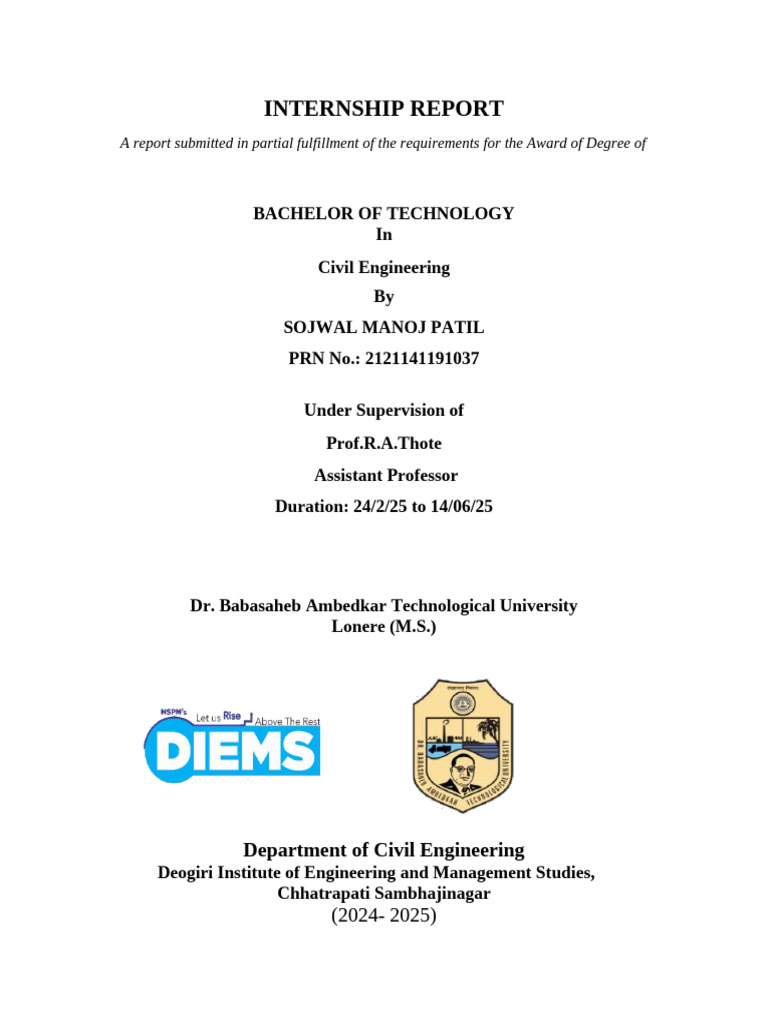 Sojwal Site Internship Report | PDF | Foundation (Engineering) | Concrete