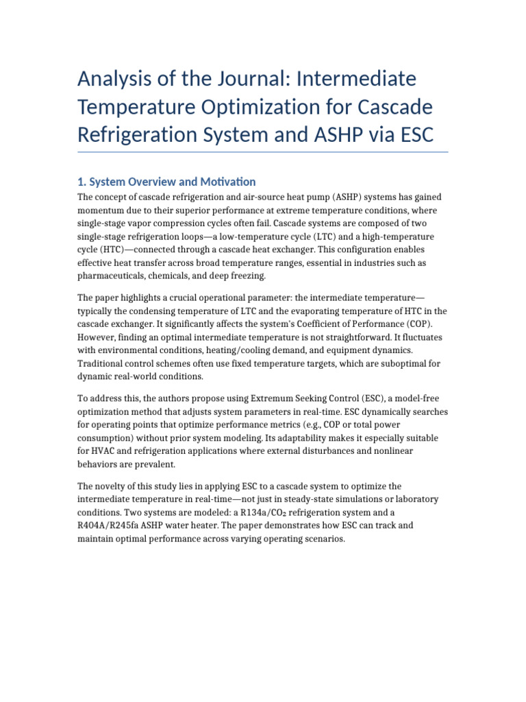 Cascade Refrigeration ESC Analysis | PDF