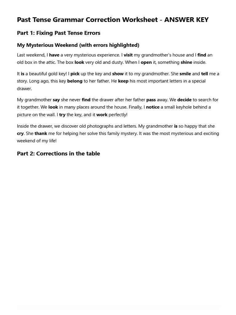 Past Tense Grammar Correction - Ms | PDF | Chess | Chess Theory