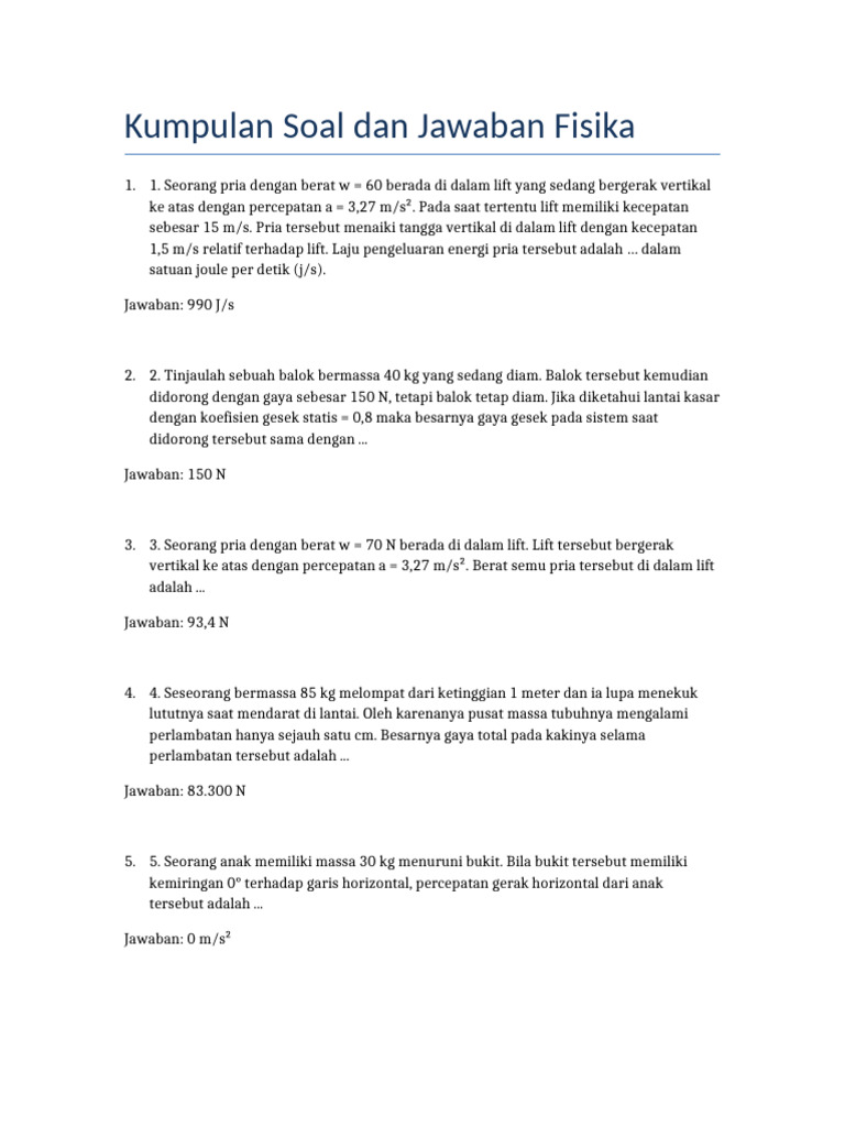 Kumpulan Soal Dan Jawaban Fisika | PDF