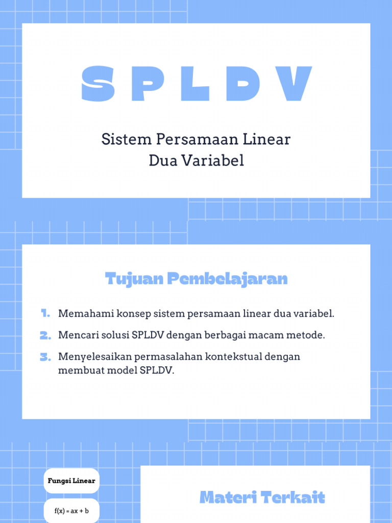 Presentasi Matematika Sistem Persamaan Linear Dua Variabel SPLDV Dalam ...