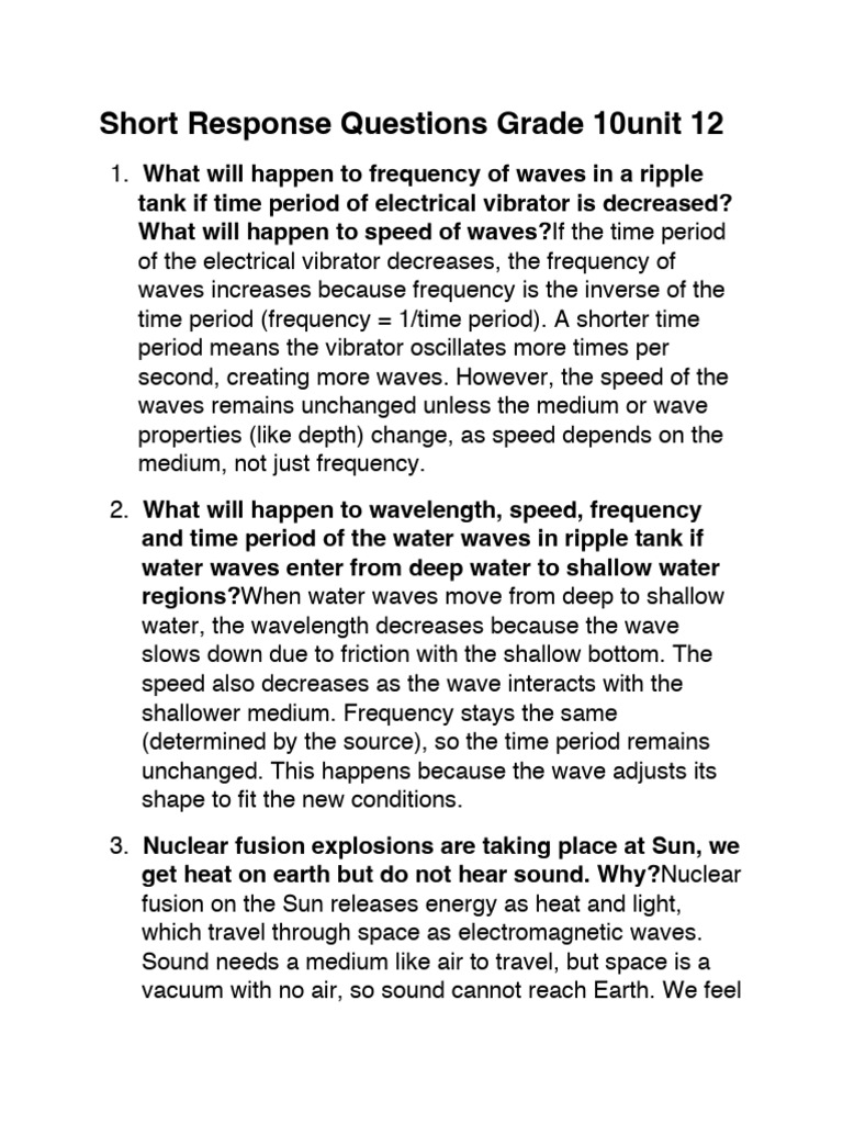 Grade 10 Physics: Wave Behavior Insights | PDF | Waves | Frequency