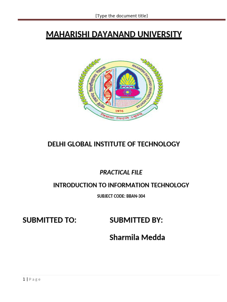 Diya Kohli IIT Practical File - Deepali Kohli | PDF | Microsoft Word