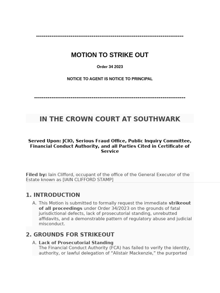 Motion 3 To Strike Out Order 34 2023 | PDF | Affidavit | Justice