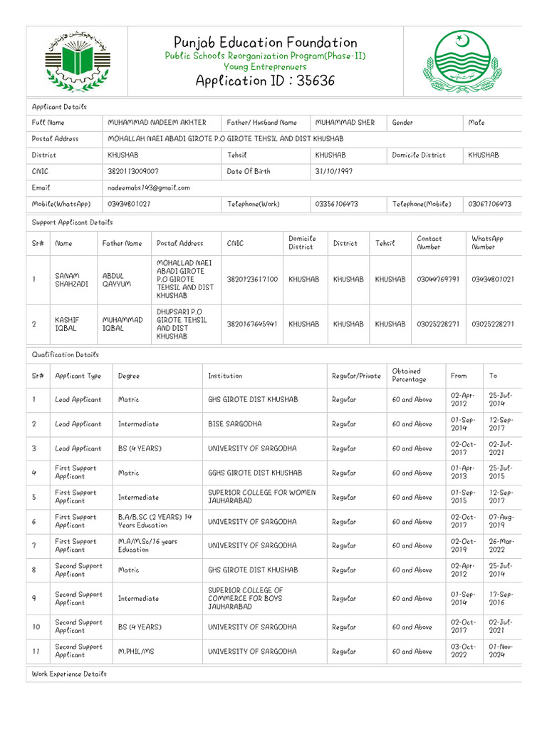 PSRP Phase 2 Application Form | PDF