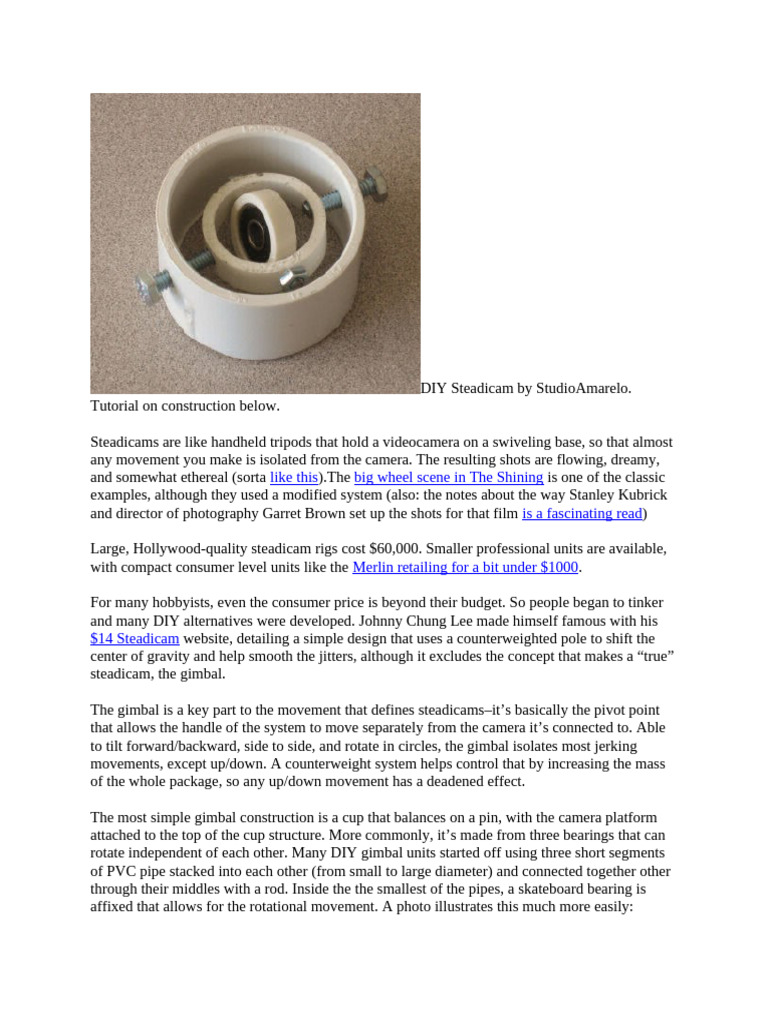 DIY Steadicam by StudioAmarelo | PDF | Screw