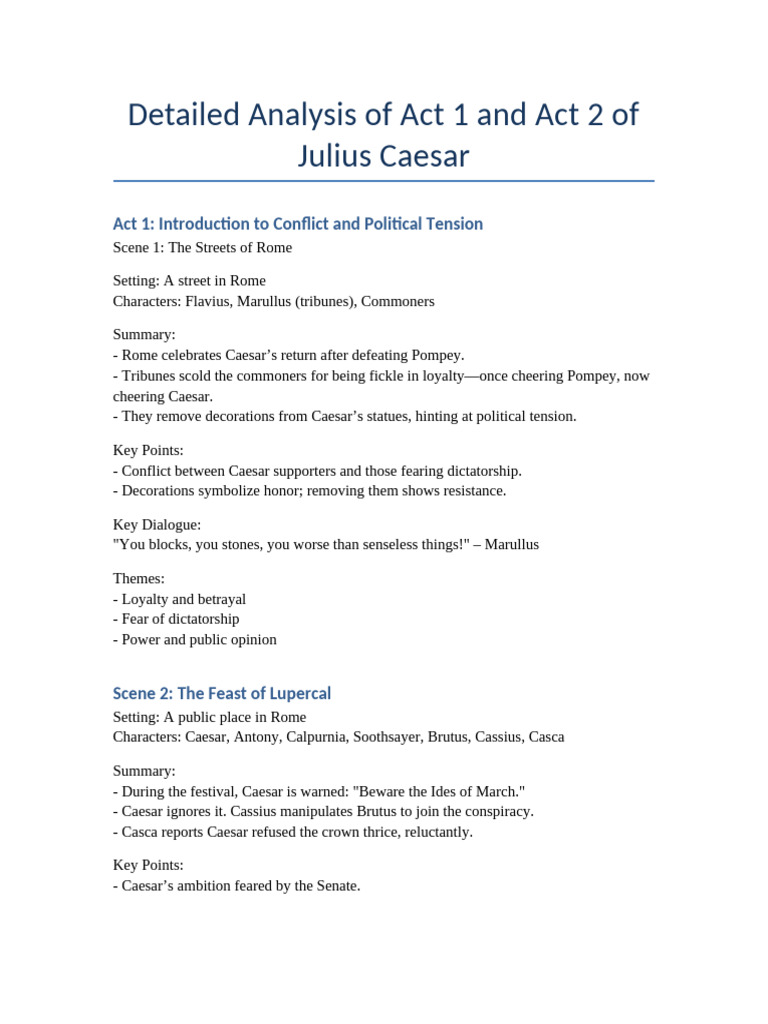 Conflicts and Tensions in Julius Caesar | PDF | Julius Caesar ...