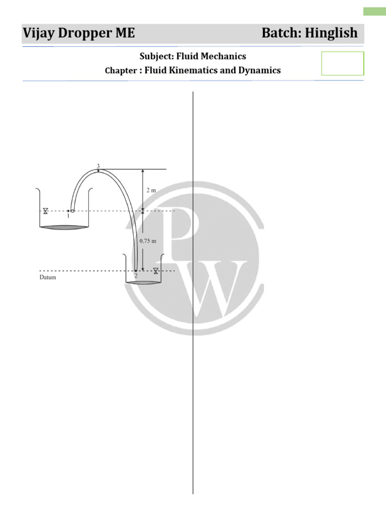 Fluid Kinematics and Dynamics - Practice Sheet - 02 | PDF | Vortices ...