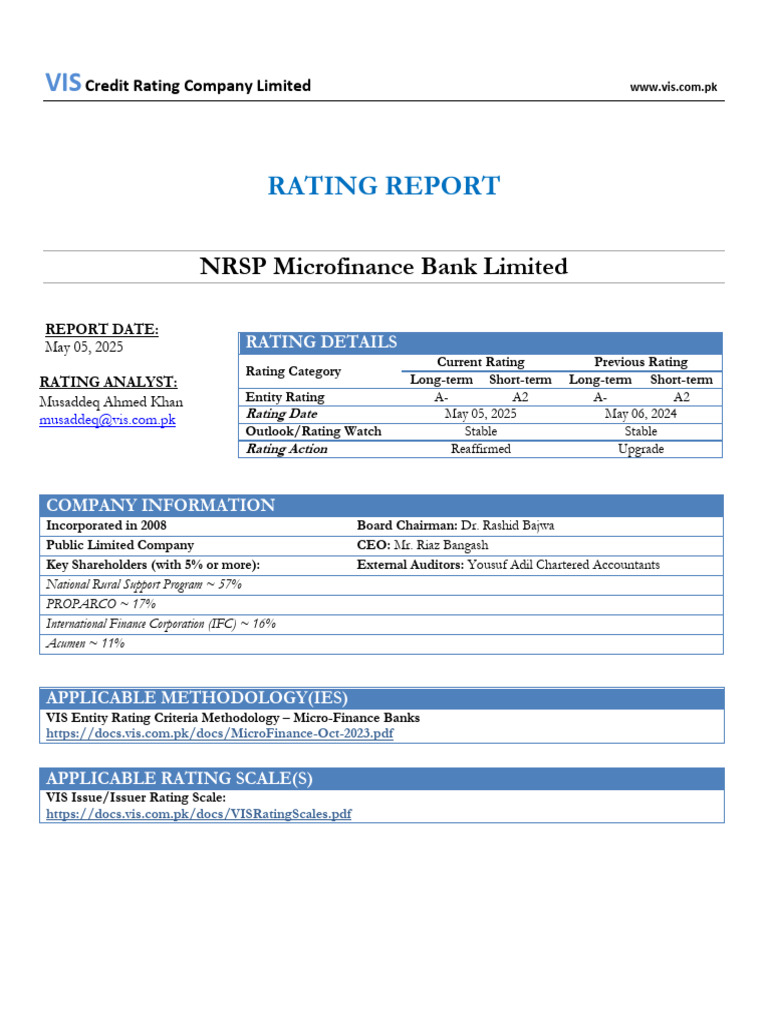 NRSP Microfinance Bank Loan Rates Analysis | PDF | Banks | Loans