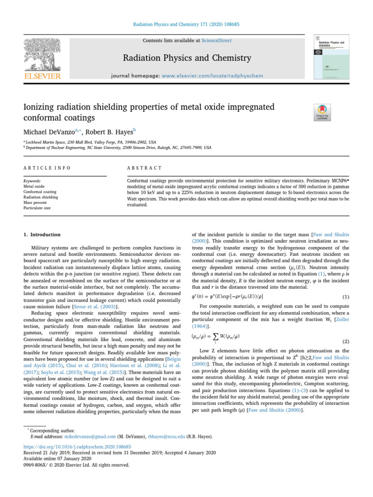 Ionizing Radiation Shielding Properties of Metal Oxide Impregnated ...