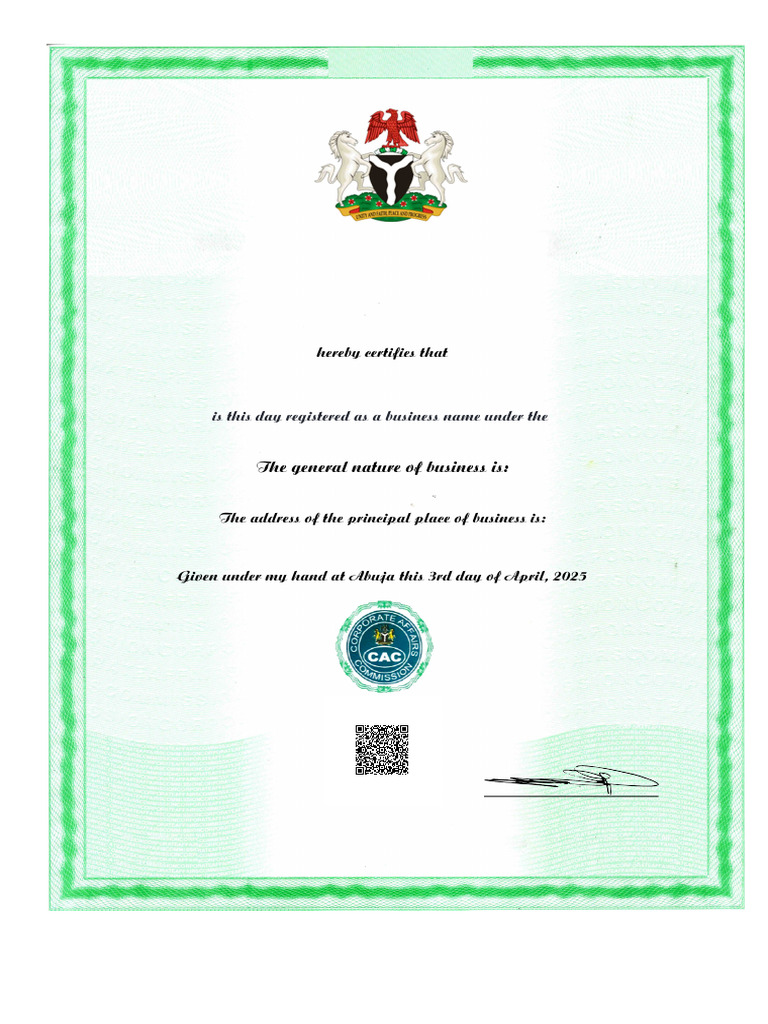 Certificate - Samdav Global Laundry and Dry Cleaning Services | PDF