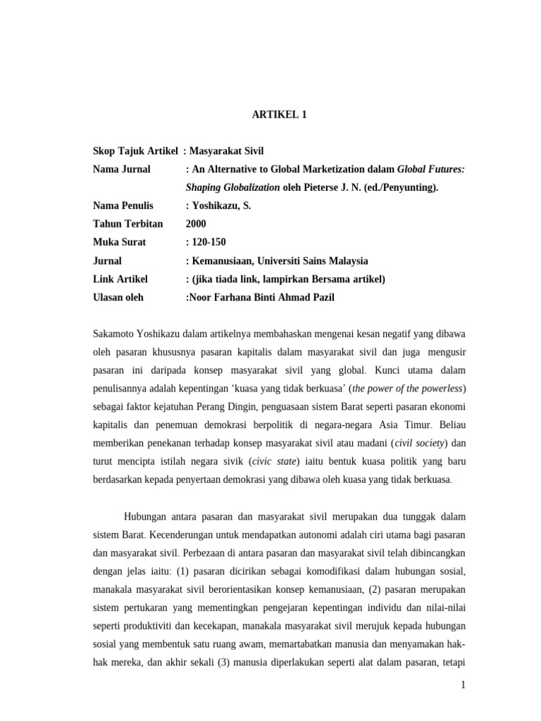 Contoh Ulasan Jurnal | PDF