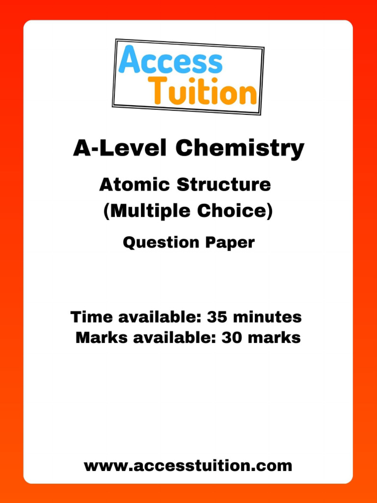 Atomic Structure Multiple Choice QP | PDF | Atoms | Ion