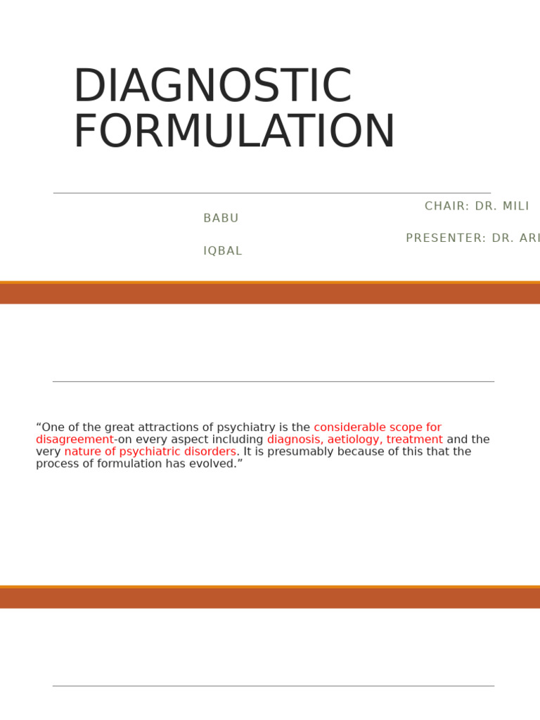 Diagnostic Formulation2 | PDF | Psychiatry | Mental Disorder