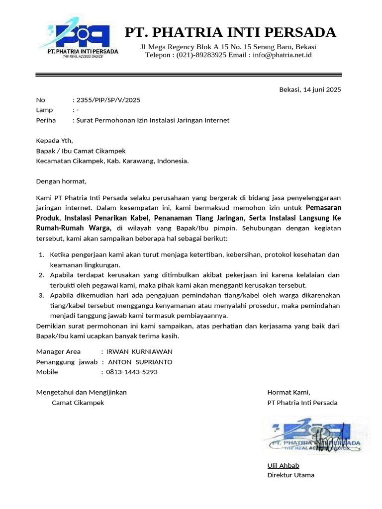 Surat Permit Kec. Cikampek | PDF