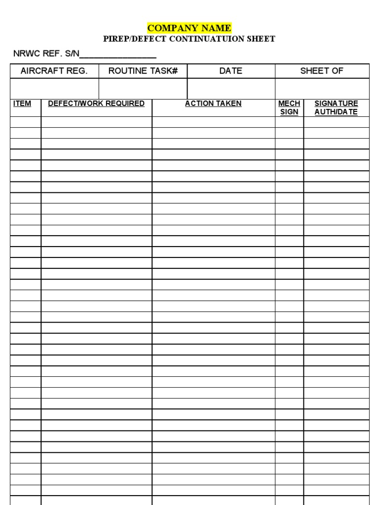 Maintenance Continuation Sheet | PDF