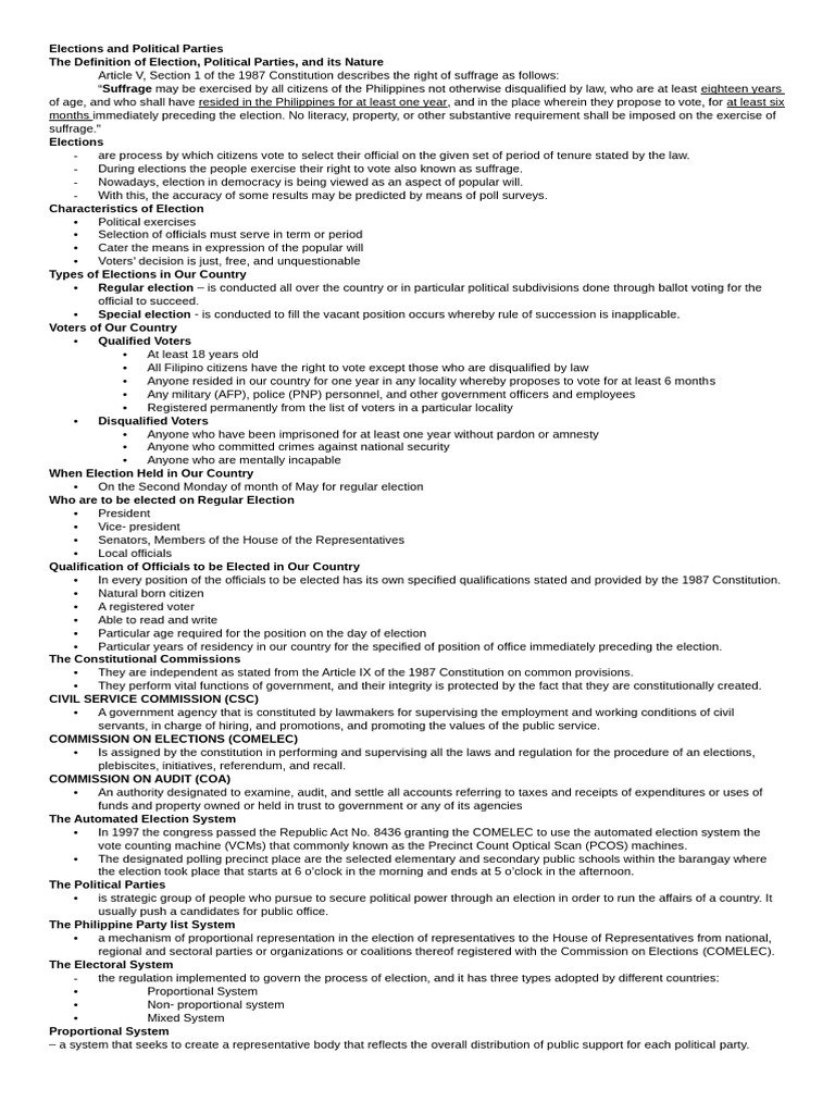 Elections and Political Parties | PDF | Voting | Elections