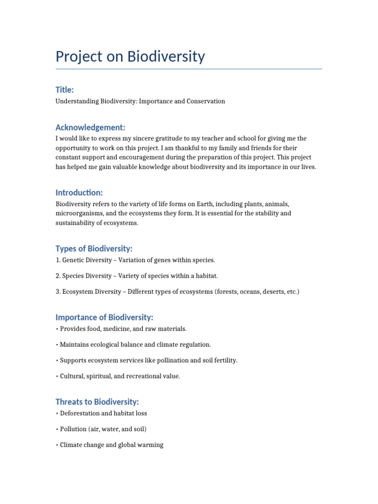 Biodiversity Project File | PDF