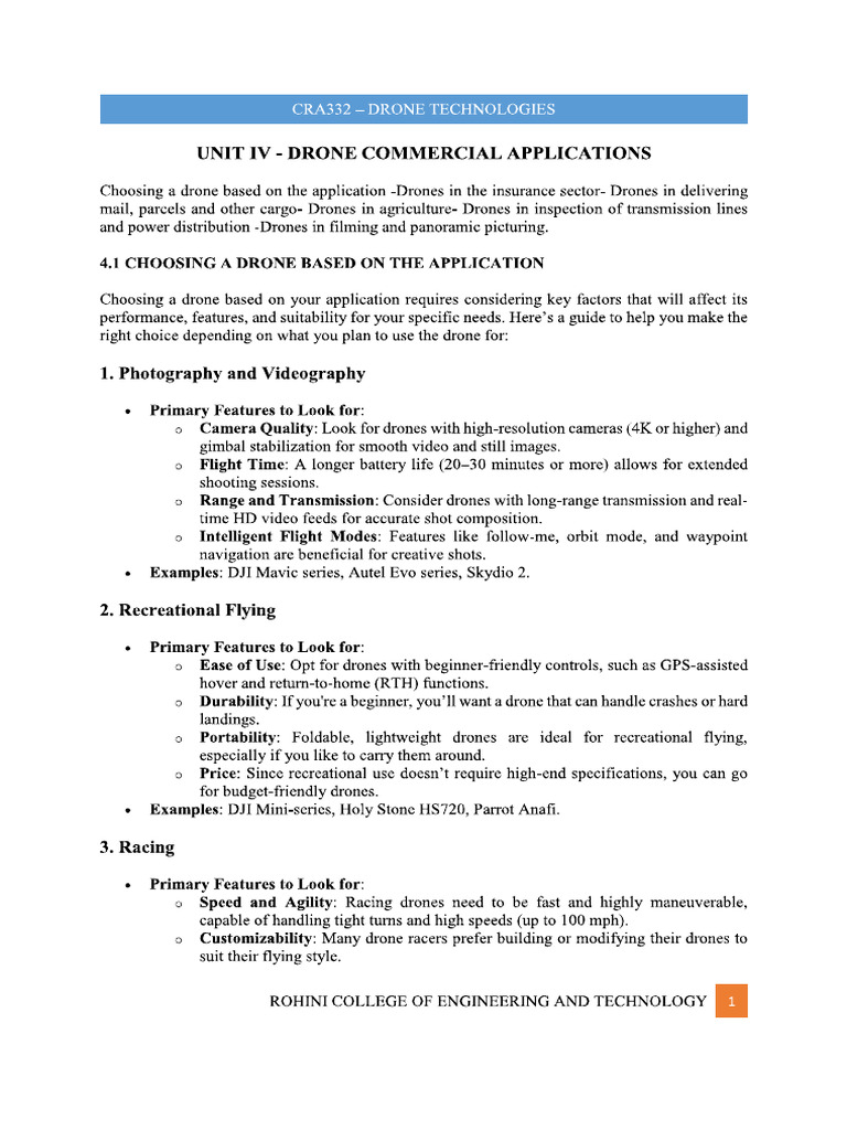 Drone Technology Unit 4 | PDF