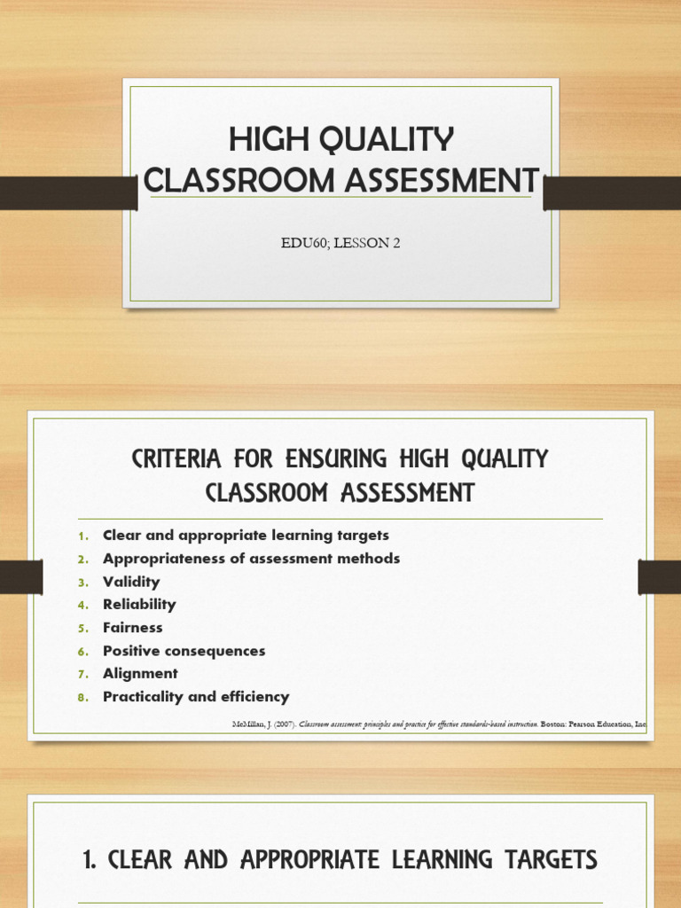 High-Quality Classroom Assessment Criteria | PDF | Validity (Statistics ...