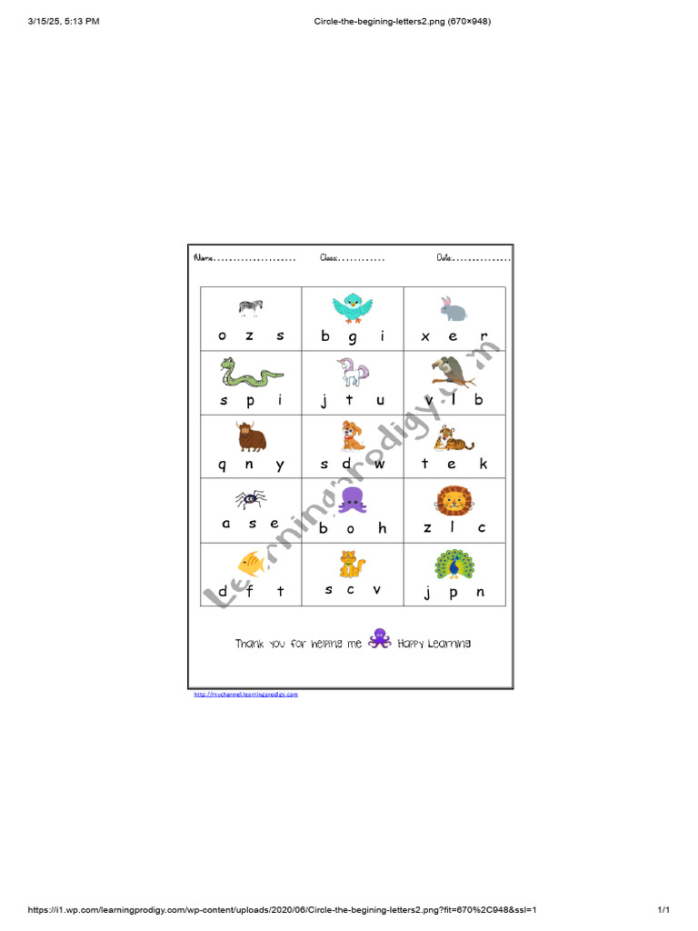 Circle the Beginning Letters Activity | PDF
