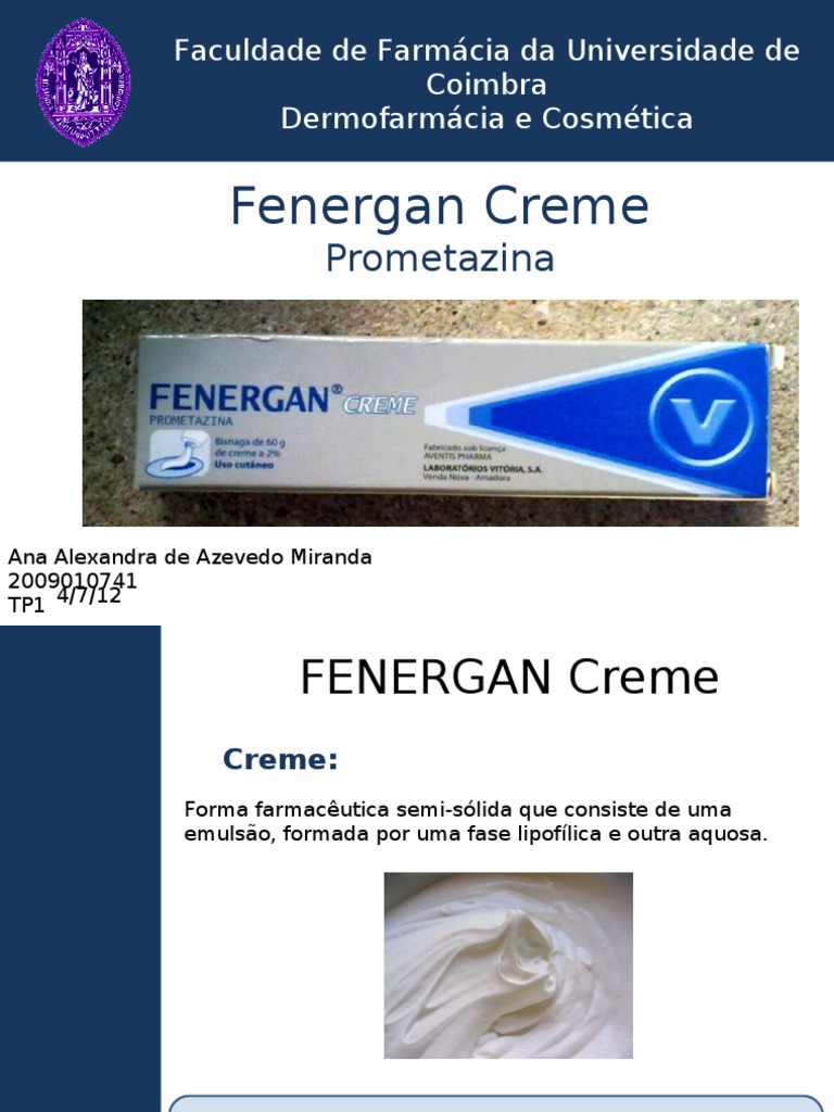 Fenergan Creme | PDF | Emulsão | Substancias químicas