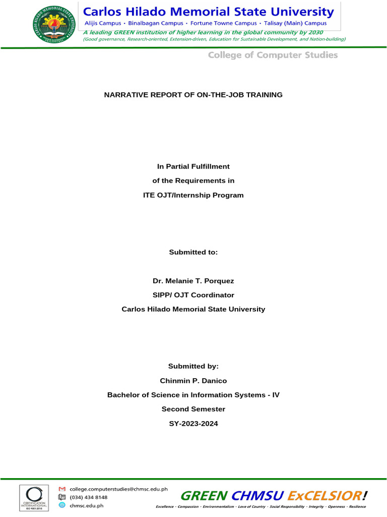 OJT Narrative Report: DPWH Internship | PDF | Computer Network | Computing