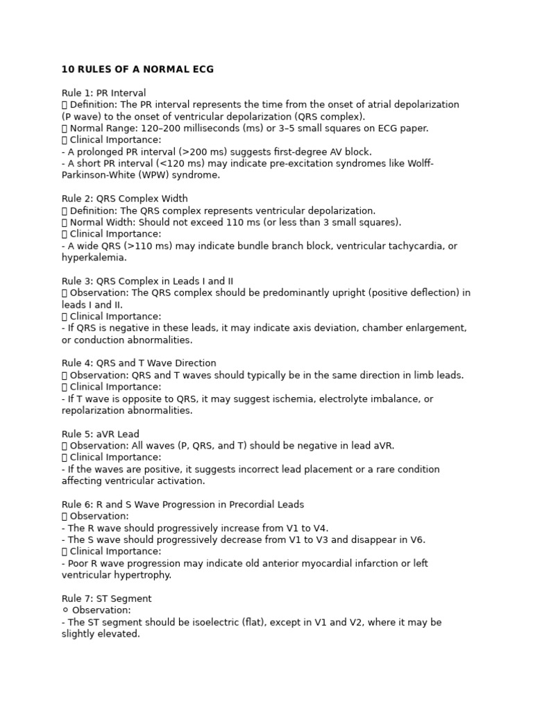 10 Essential ECG Interpretation Rules | PDF | Electrocardiography ...