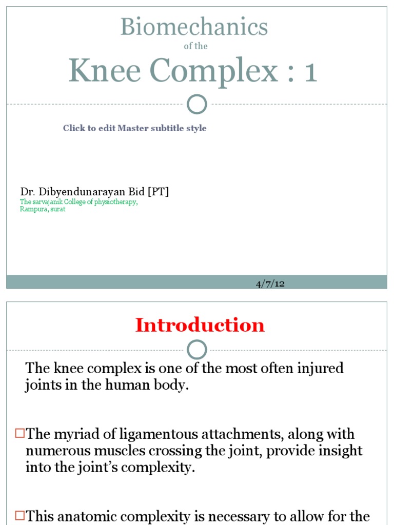 Biomechanics of Knee Complex 1 | PDF | Knee | Anatomical Terms Of Location